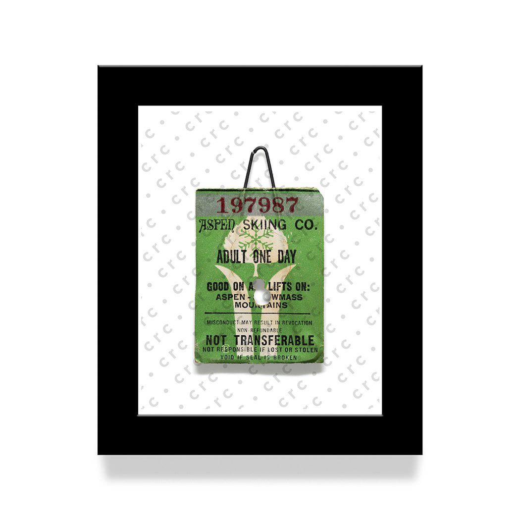 Aspen | 1980's (Green) Vintage Ski Lift Ticket Print — c r c