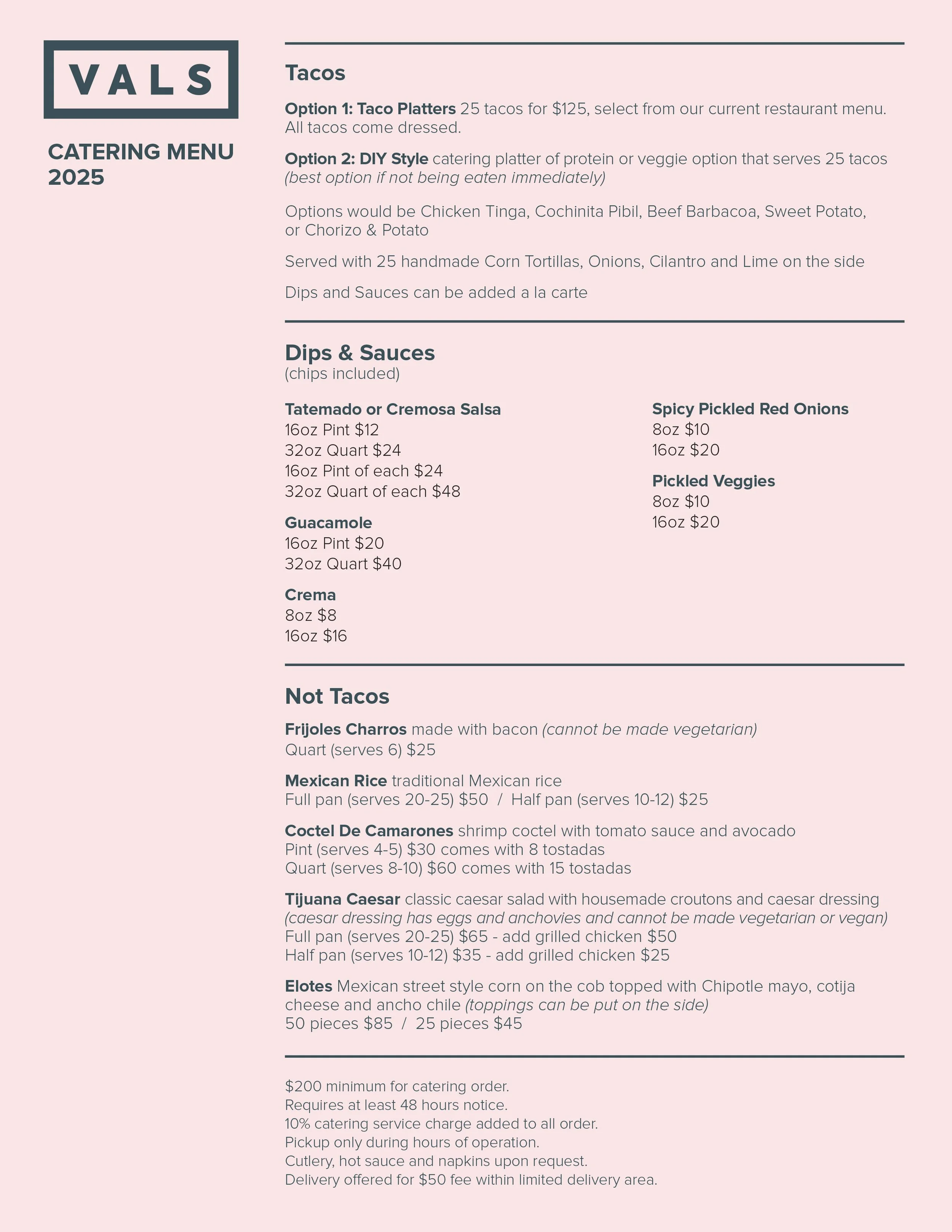 Catering — VALS