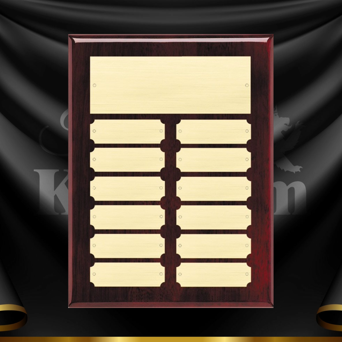 Rosewood Piano Finish Perpetual Plaque 12 Gold Plates — Trophy Kingdom ...