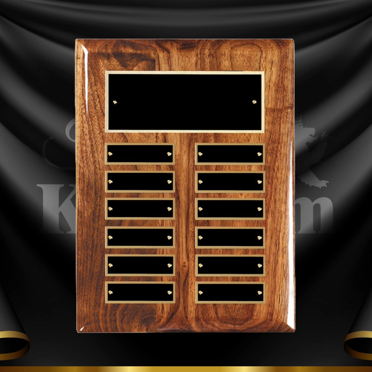 Shiny Walnut Plaque Perpetual Plaque Rectangle Plates — Trophy Kingdom ...