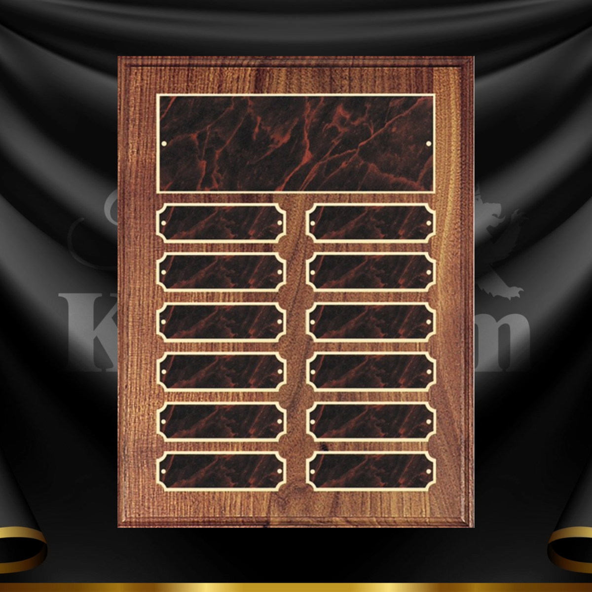 Solid Walnut Plaque Perpetual Plaque Red Marble — Trophy Kingdom - Most ...