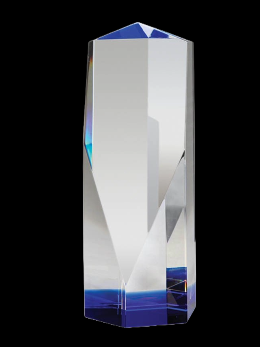 Crystal Tower W/Blue Accent Trophy 2 Sizes — Trophy Kingdom - Most ...