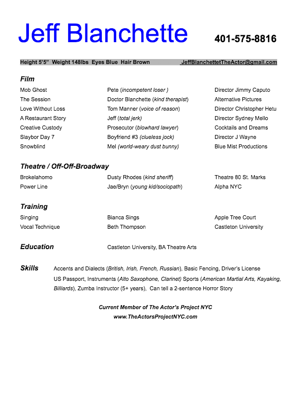 Jeff Blanchette - Actor/Singer