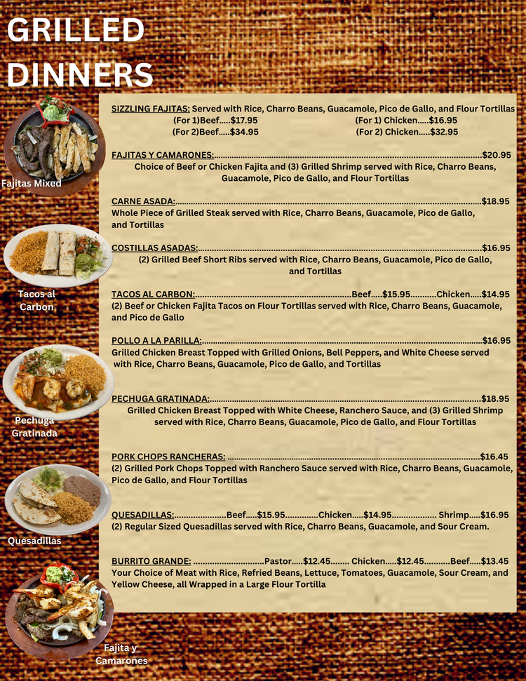 Menu 1 — Two Amigos Mexican Restaurant