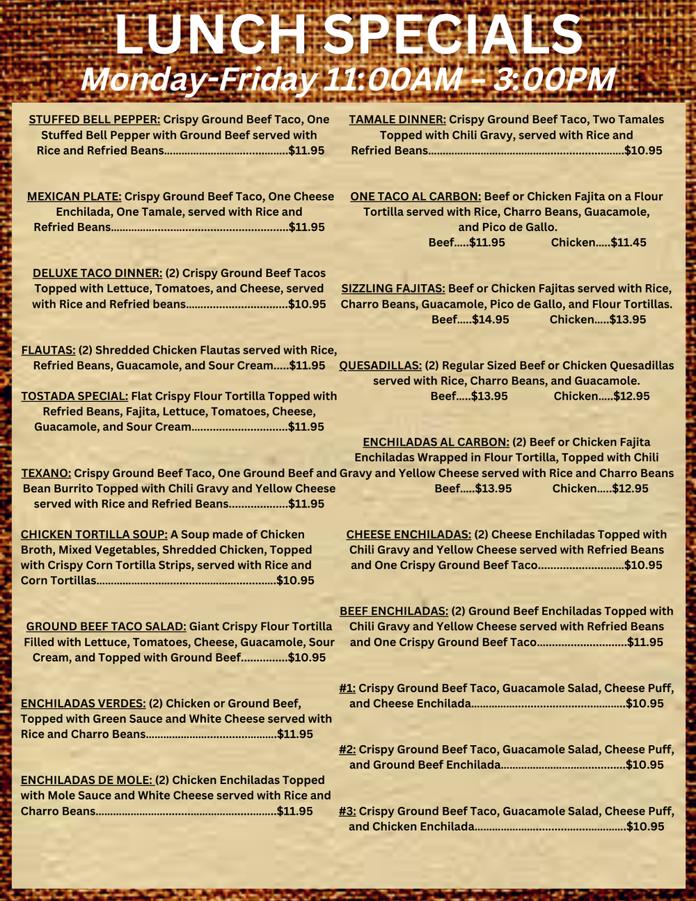 Menu 1 — Two Amigos Mexican Restaurant