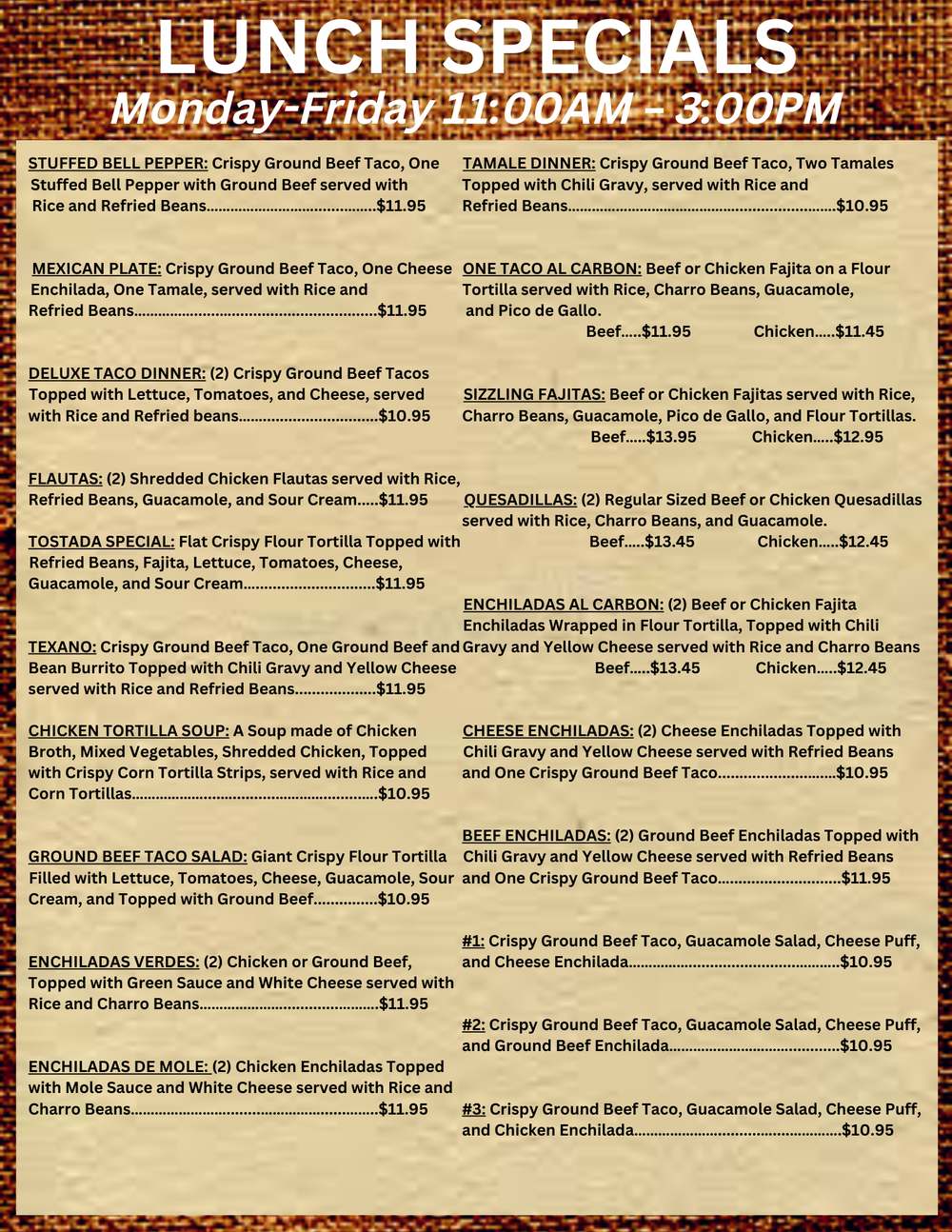 Menu 1 — Two Amigos Mexican Restaurant