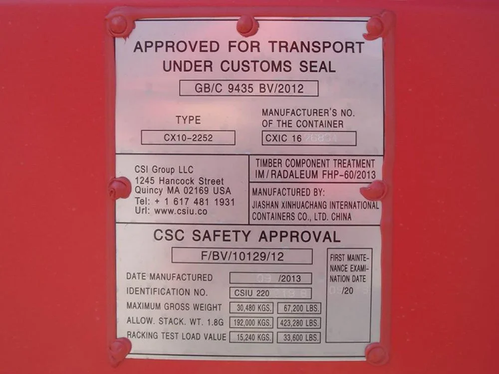 CSC Plate — Container Services International