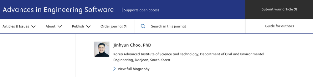 Advances in Engineering Software Editorial Board Membership — SNU Geomechanics Lab