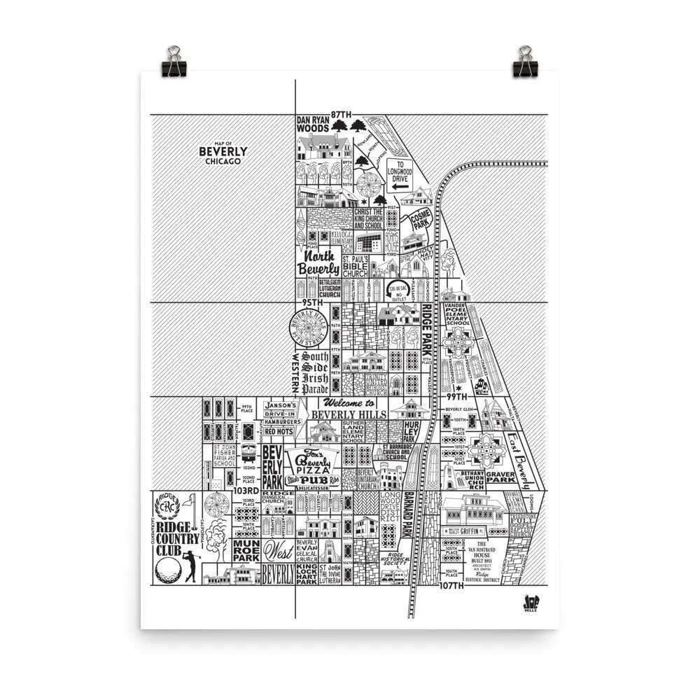 Beverly Map: Chicago Art Prints for Sale — Joe Mills Illustration