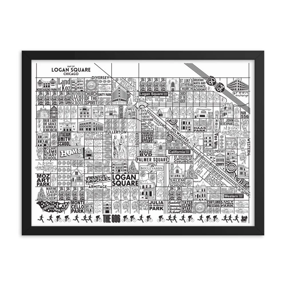 Logan Square Map: Chicago Art Prints for Sale — Joe Mills Illustration