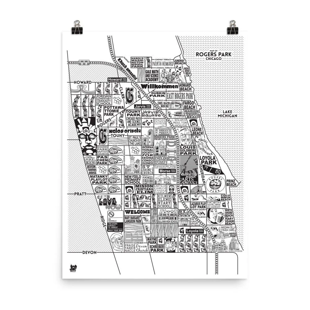 Rogers Park Map: Chicago Art Prints for Sale — Joe Mills Illustration