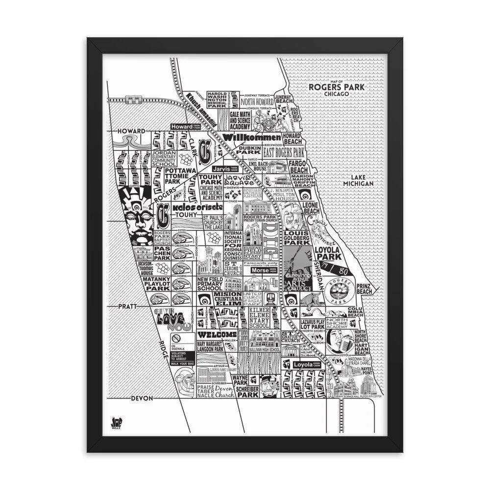 Rogers Park Map: Chicago Art Prints for Sale — Joe Mills Illustration