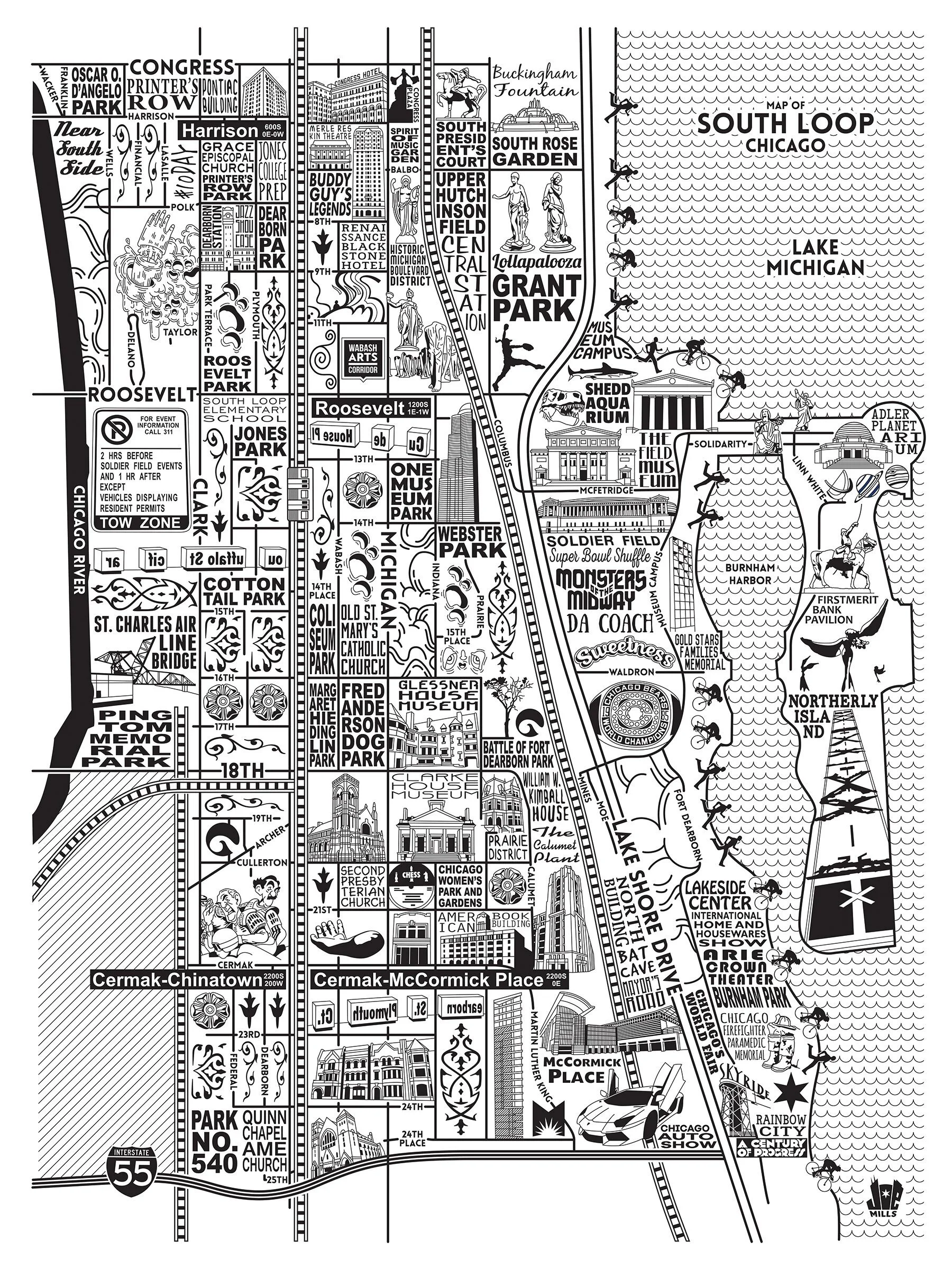 Lincoln Park Map: Chicago Art Prints for Sale — Joe Mills Illustration