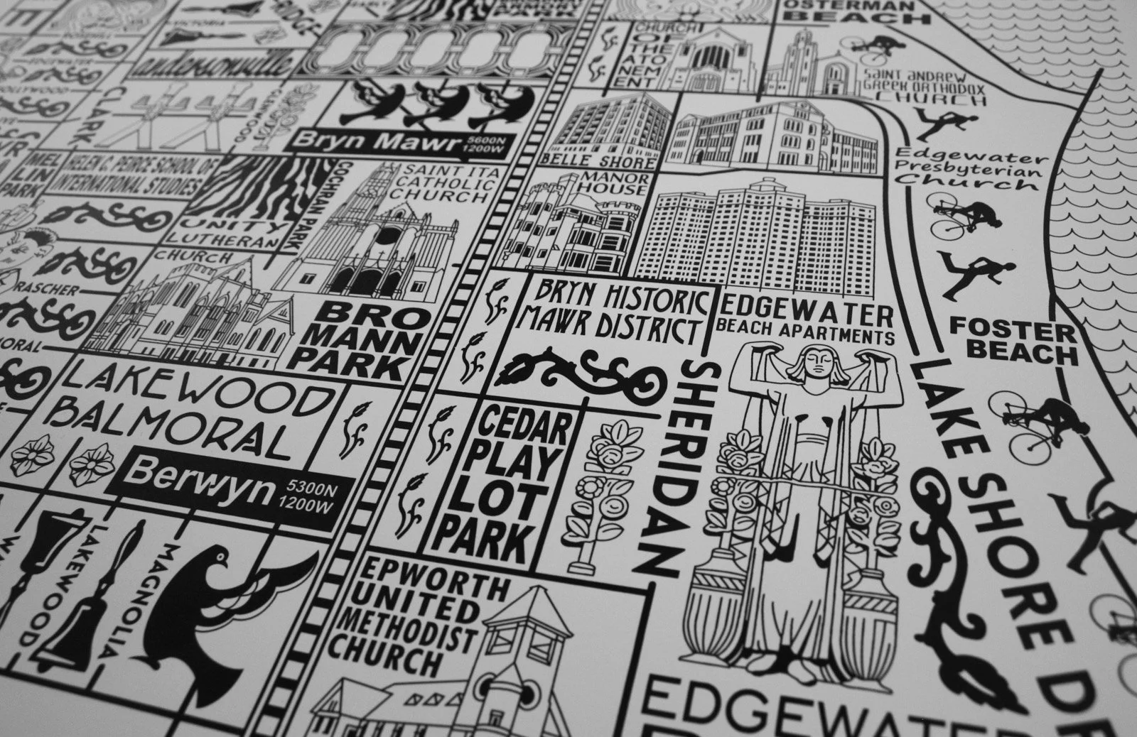 Edgewater Map: Chicago Art Prints for Sale — Joe Mills Illustration