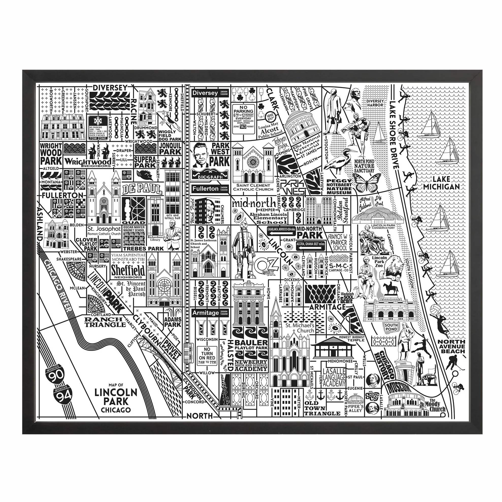 Lincoln Park Map: Chicago Art Prints for Sale — Joe Mills Illustration