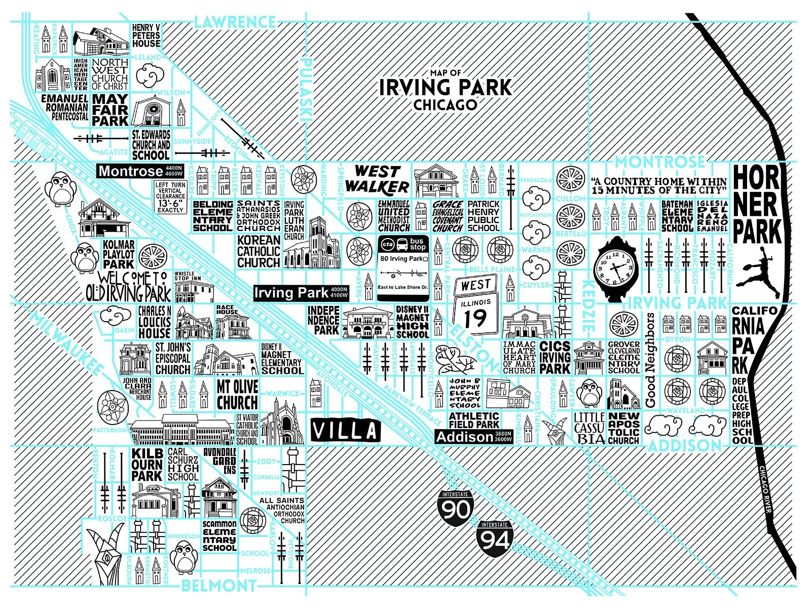 Irving Park Map: Chicago Art Prints for Sale — Joe Mills Illustration
