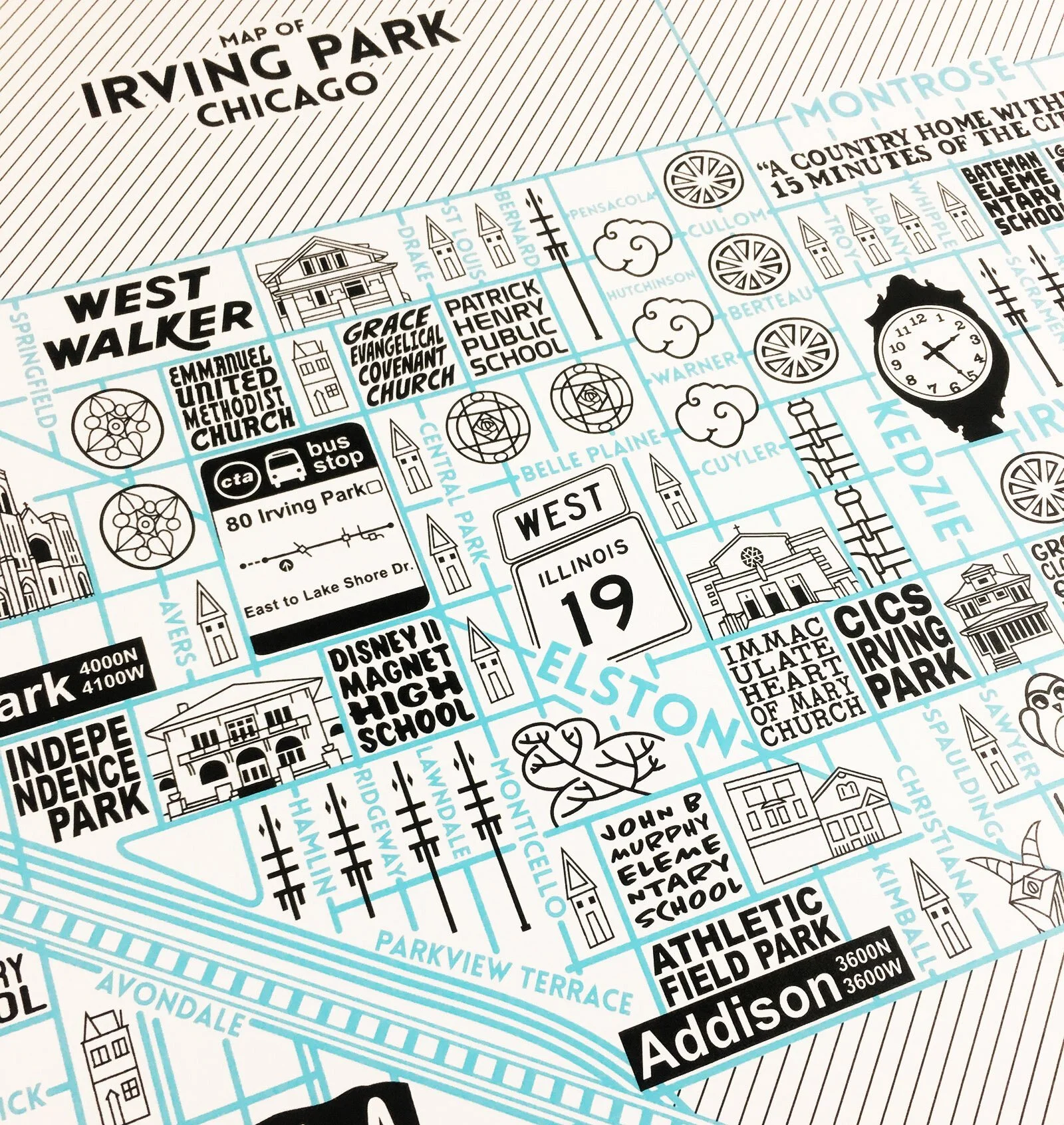 Irving Park Map: Chicago Art Prints for Sale — Joe Mills Illustration