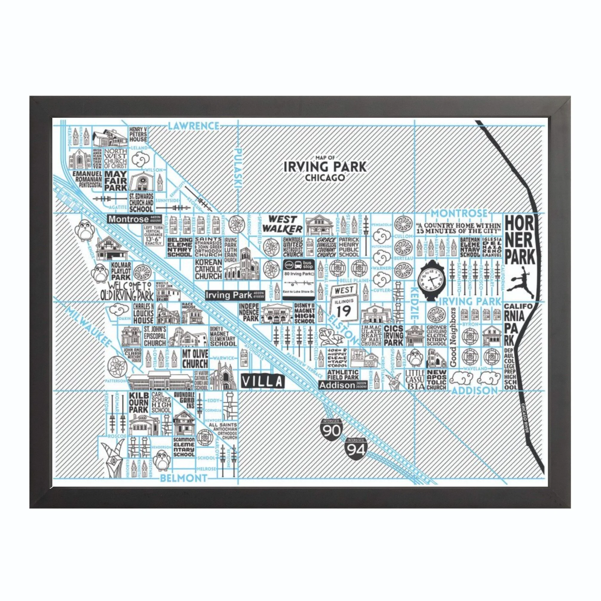 Irving Park Map: Chicago Art Prints for Sale — Joe Mills Illustration