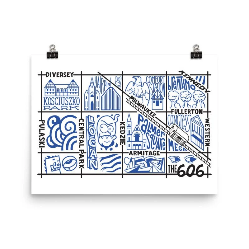 Hand Lettered Logan Square Map: Chicago Art Prints for Sale — Joe Mills ...
