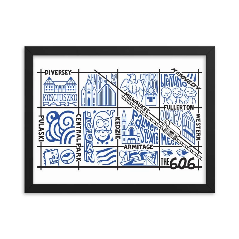 Hand Lettered Logan Square Map: Chicago Art Prints for Sale — Joe Mills ...