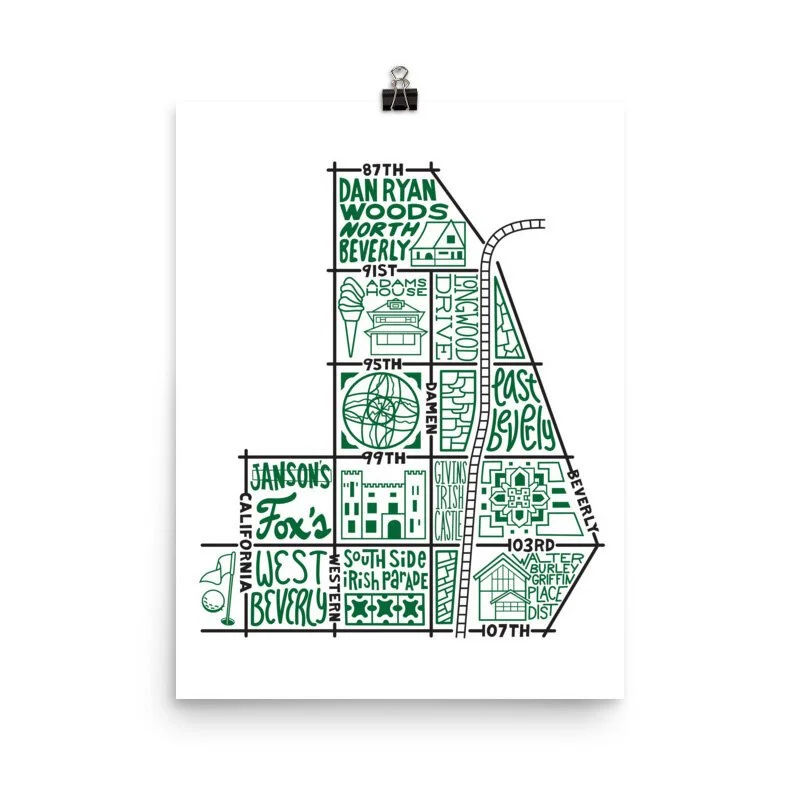 Beverly Map: Chicago Art Prints for Sale — Joe Mills Illustration