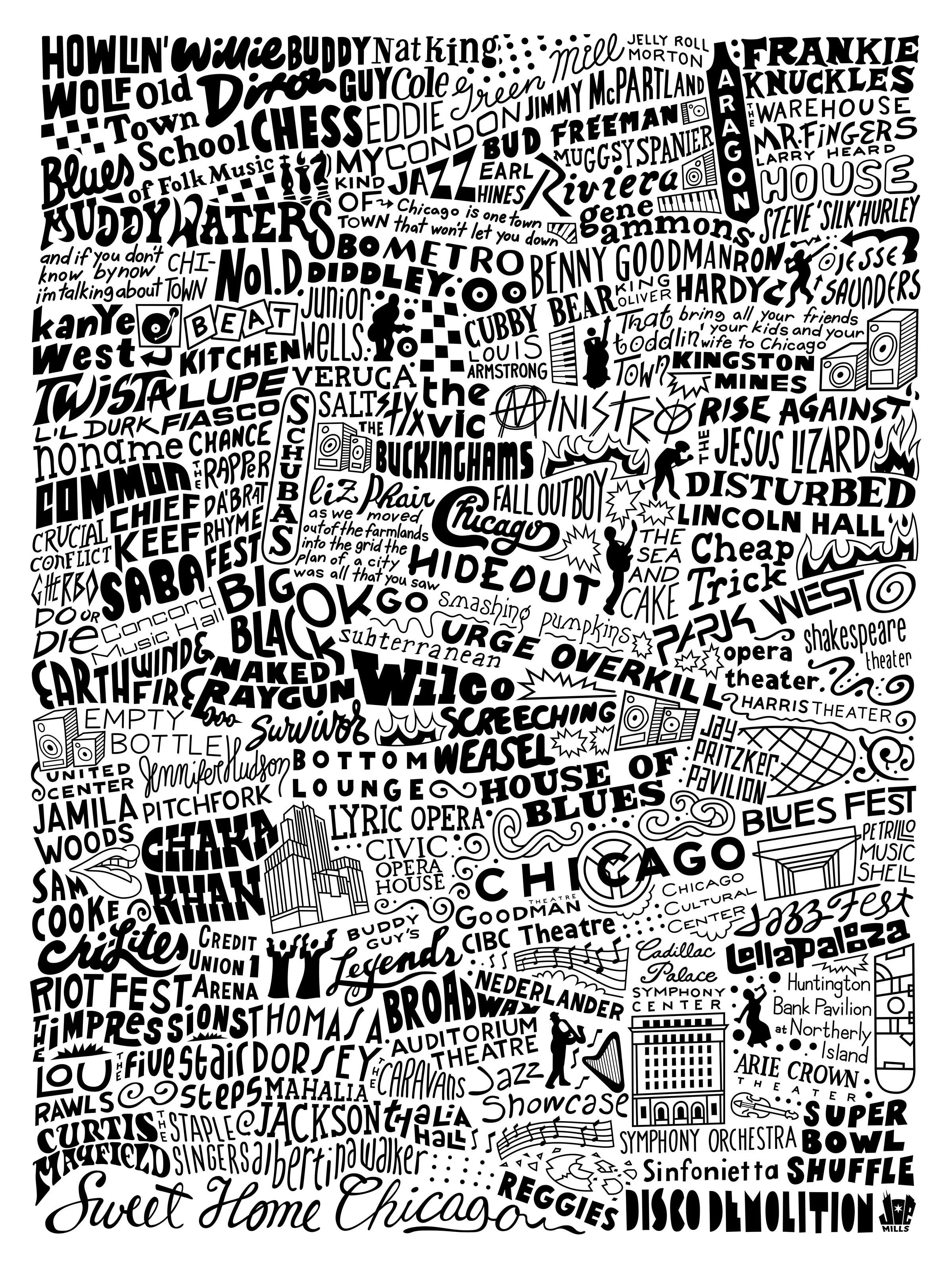 Hand Lettered Rogers Park Map: Chicago Art Prints for Sale — Joe Mills ...