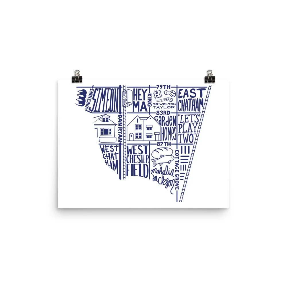 Hand Lettered Chatham Map: Chicago Art Prints for Sale — Joe Mills ...