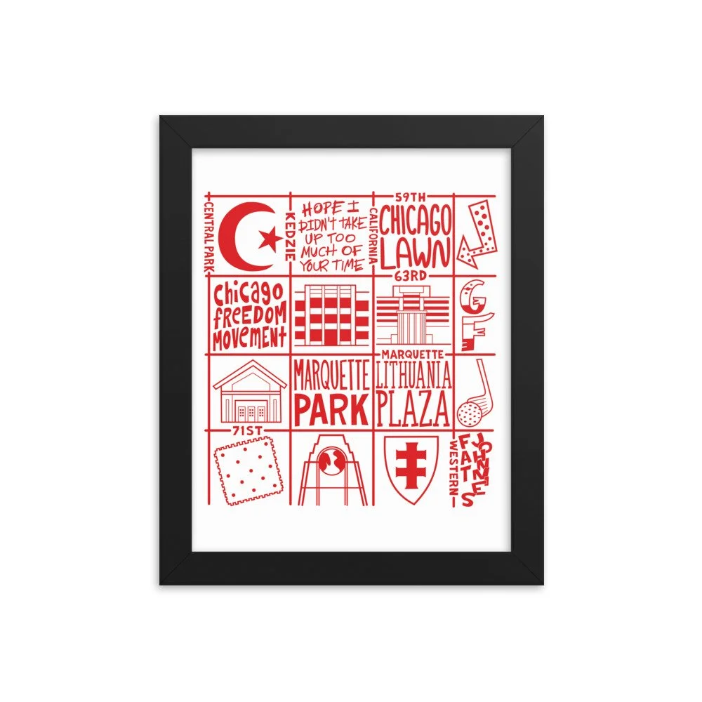 Hand Lettered Chicago Lawn Map: Chicago Art Prints for Sale — Joe Mills ...