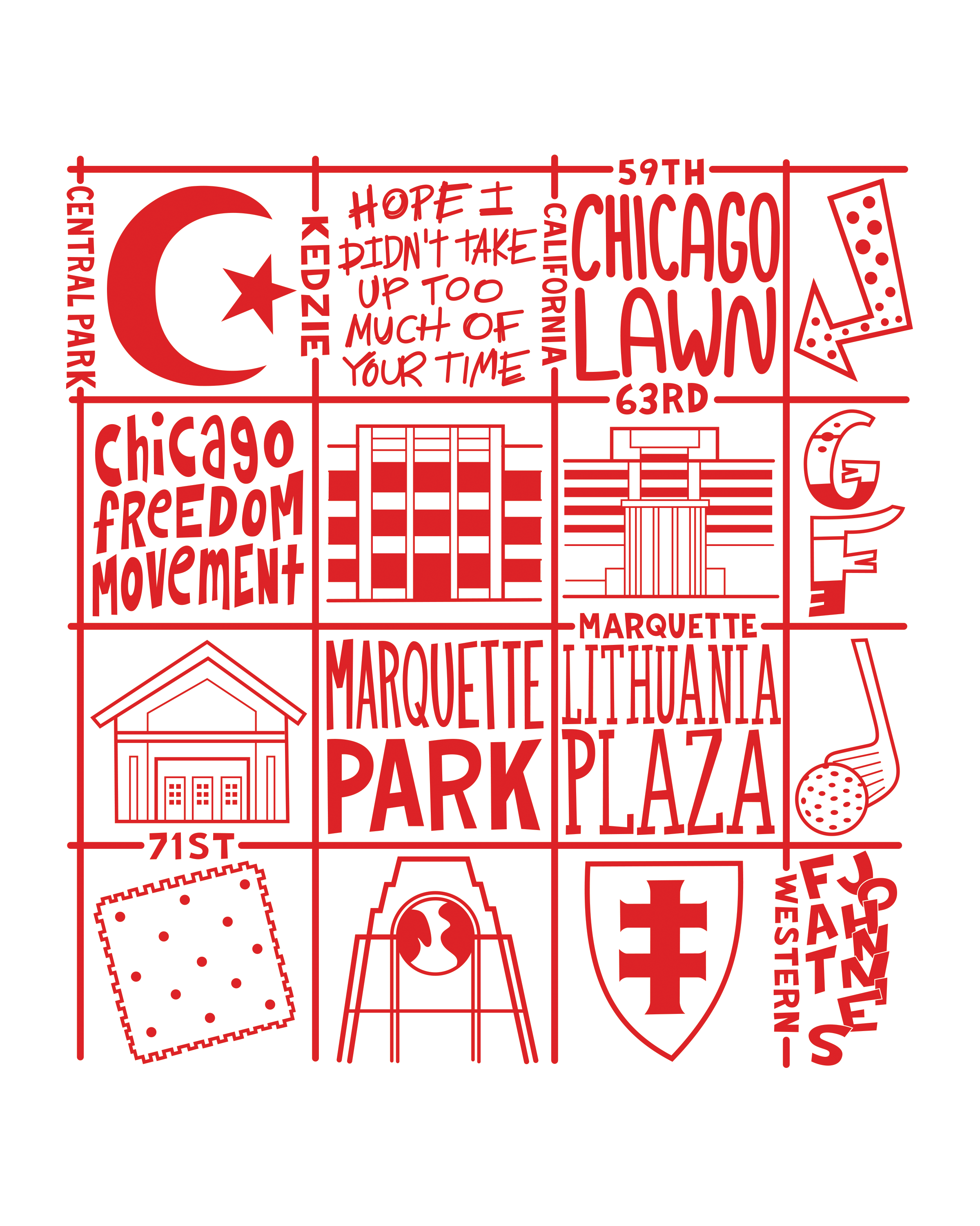 Hand Lettered Chicago Lawn Map: Chicago Art Prints for Sale — Joe Mills ...