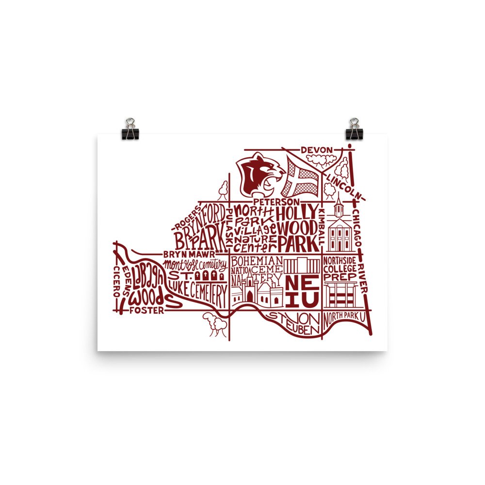 Hand Lettered North Park Map: Chicago Art Prints for Sale — Joe Mills ...