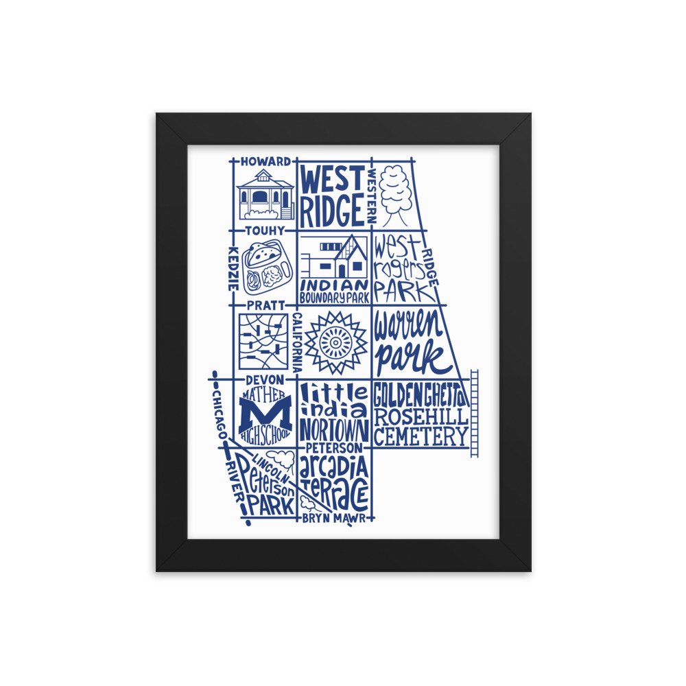 Hand Lettered West Ridge Map: Chicago Art Prints for Sale — Joe Mills ...