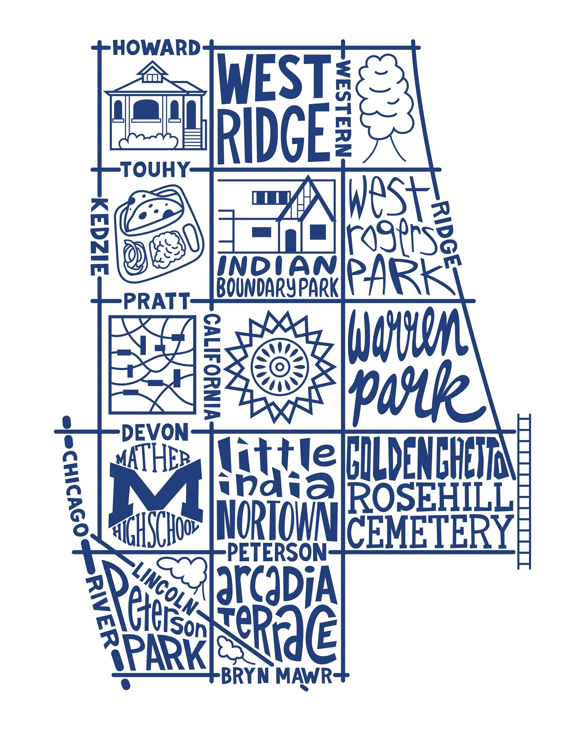 Chicago Food Map: Chicago Art Prints for Sale — Joe Mills Illustration