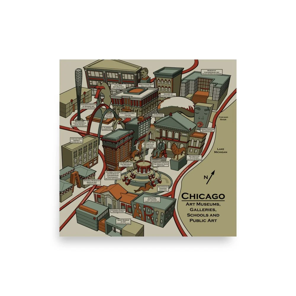Chicago Art Museum Map — Joe Mills Illustration