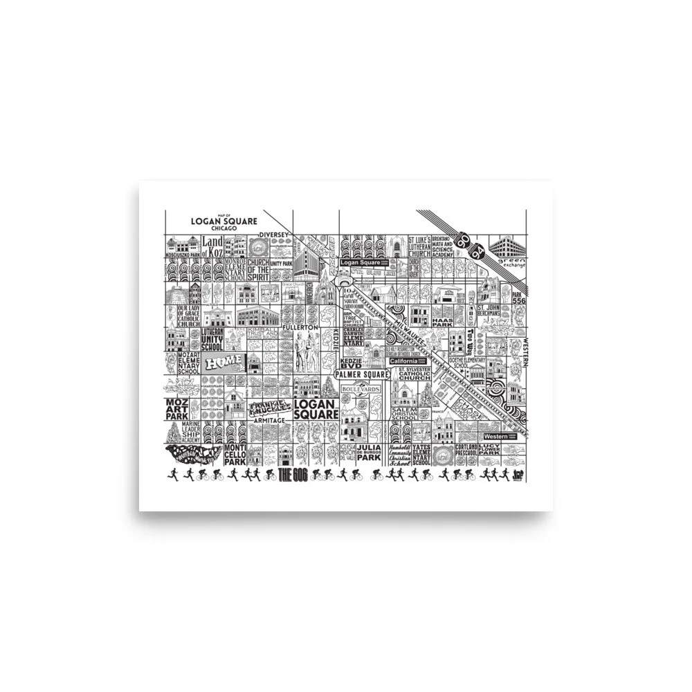 Logan Square Map: Chicago Art Prints for Sale — Joe Mills Illustration
