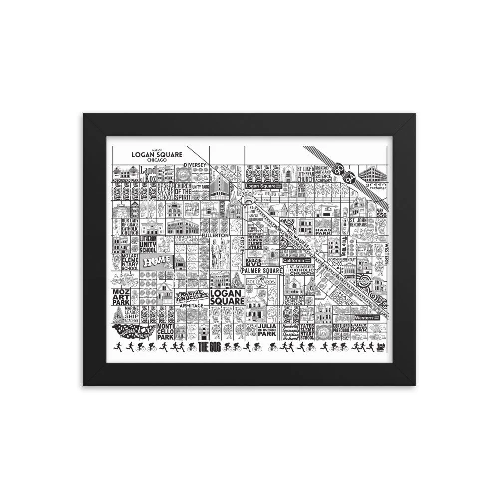 Logan Square Map: Chicago Art Prints for Sale — Joe Mills Illustration