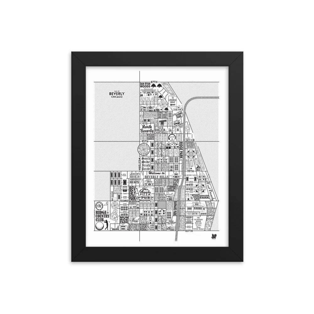 Hand Lettered Beverly Map: Chicago Art Prints for Sale — Joe Mills ...