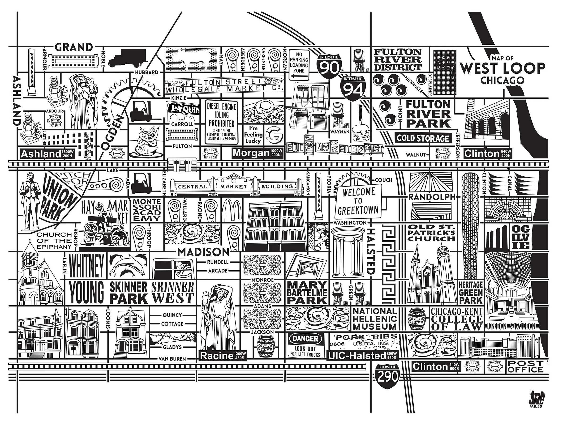 West Loop Map: Chicago Art Prints for Sale — Joe Mills Illustration