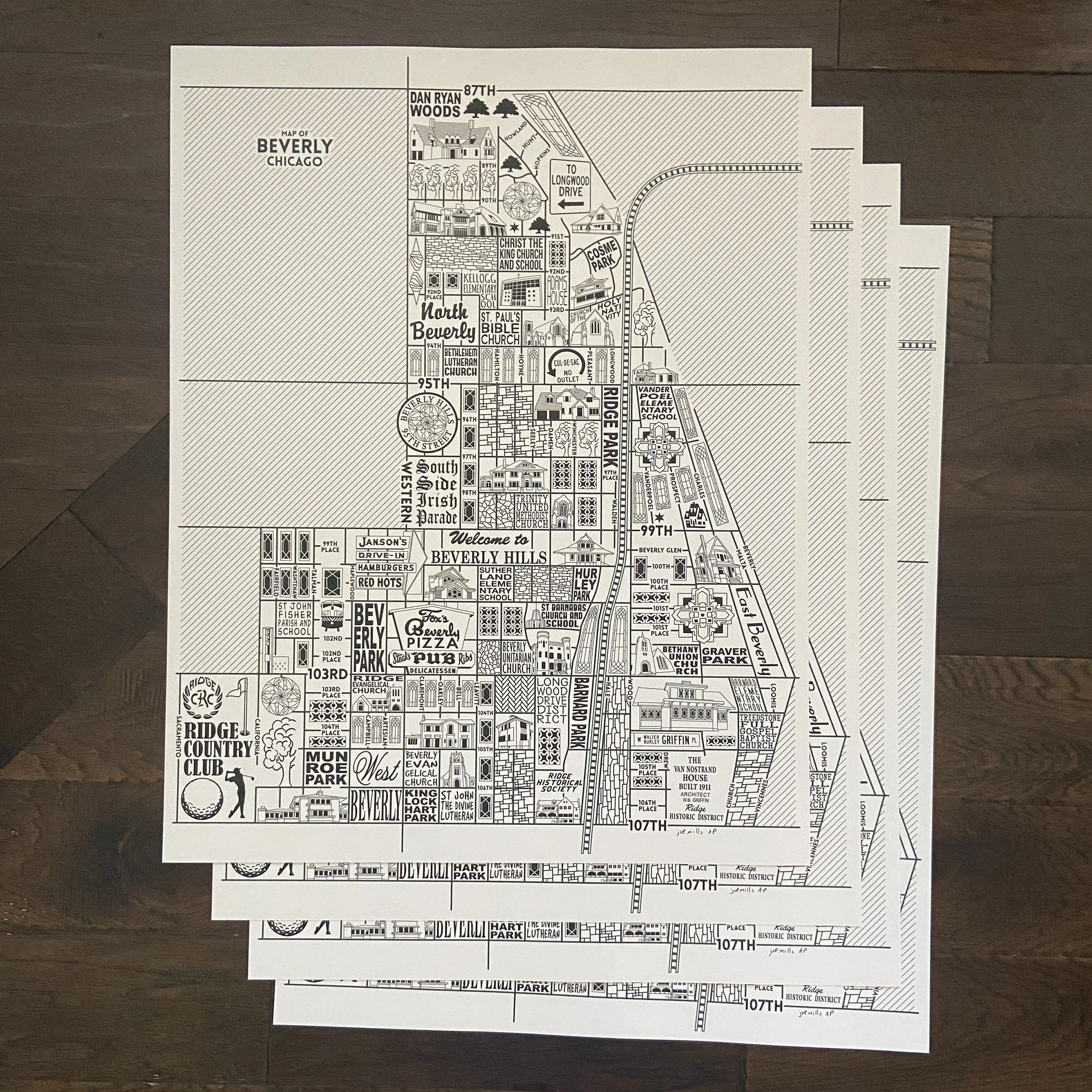 Beverly Map: Chicago Art Prints for Sale — Joe Mills Illustration