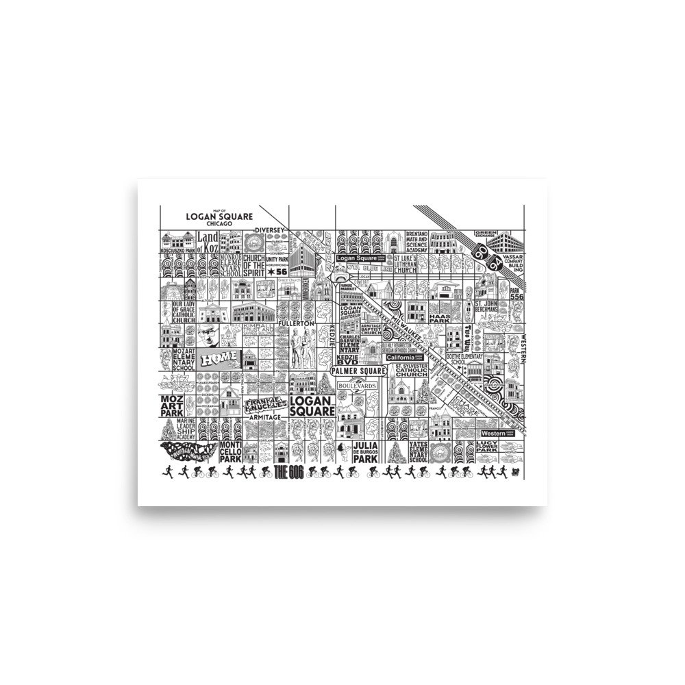 Logan Square Map: Chicago Art Prints for Sale — Joe Mills Illustration