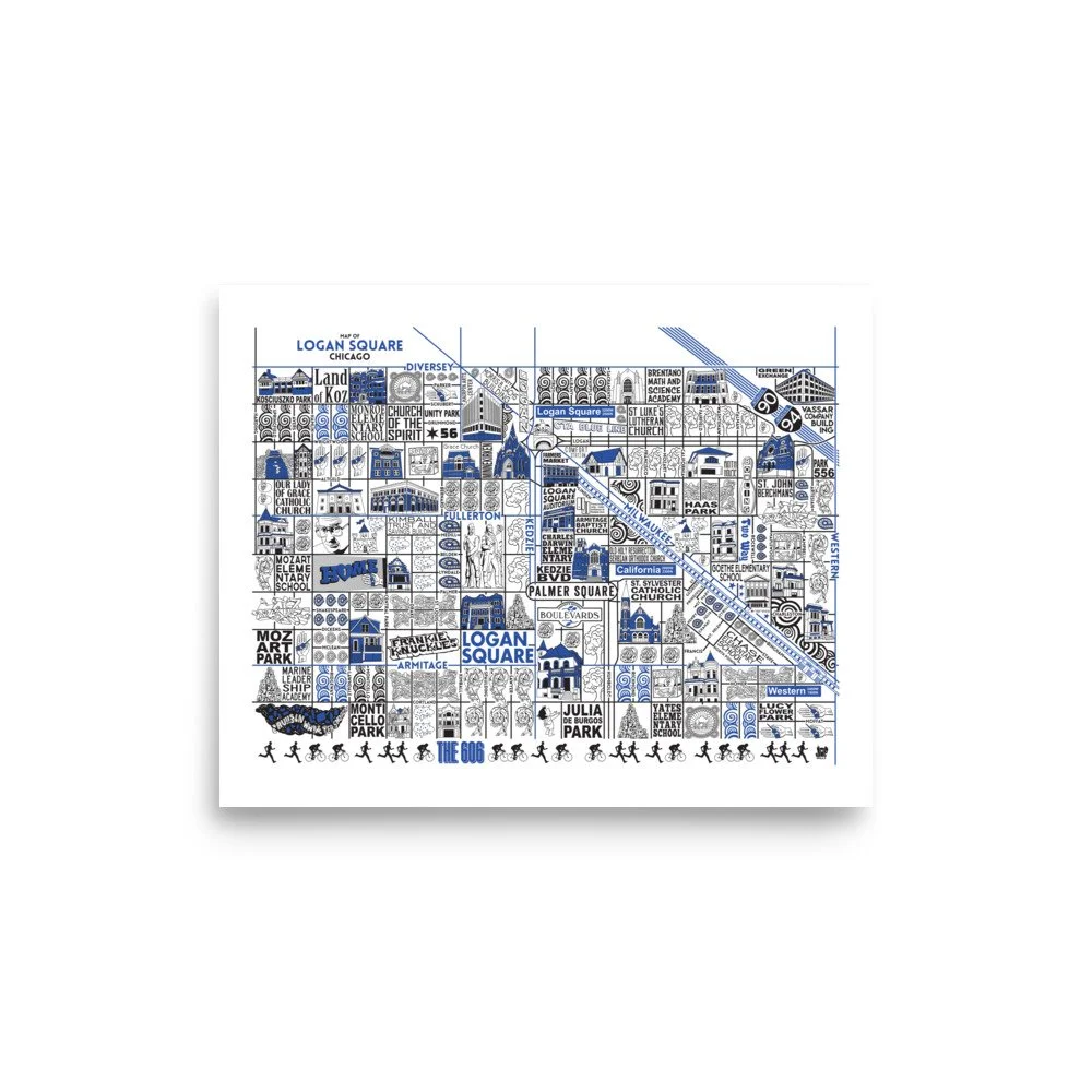 Logan Square Map: Chicago Art Prints for Sale — Joe Mills Illustration