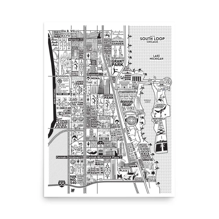 Lincoln Park Map: Chicago Art Prints for Sale — Joe Mills Illustration