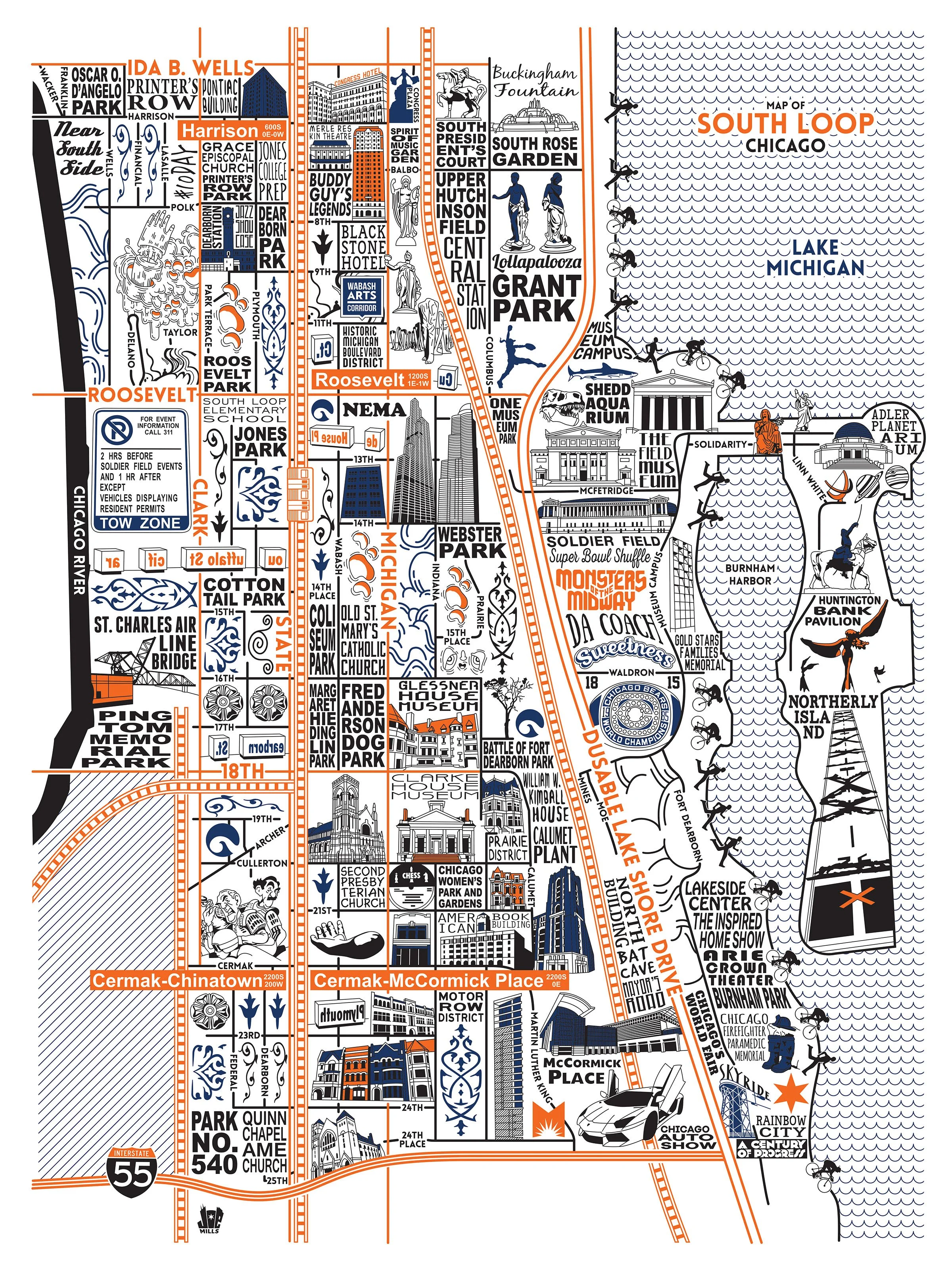 Lincoln Park Map: Chicago Art Prints for Sale — Joe Mills Illustration