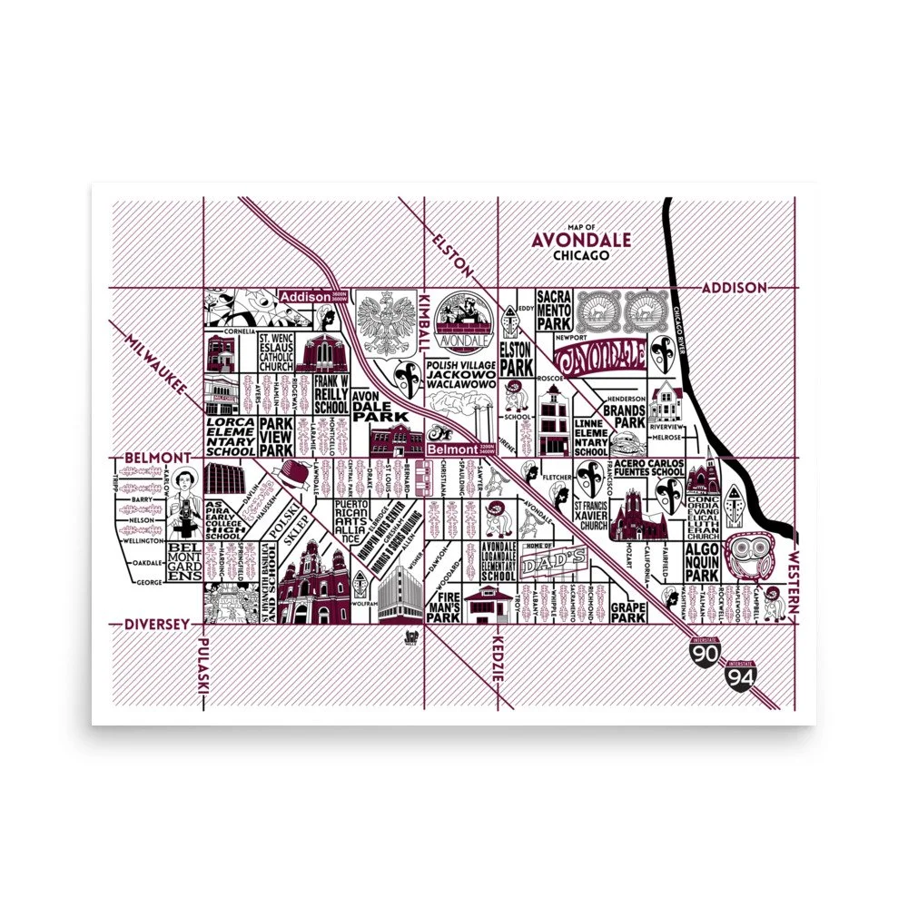 Pilsen and Lower West Side Map: Chicago Art Prints for Sale — Joe Mills ...
