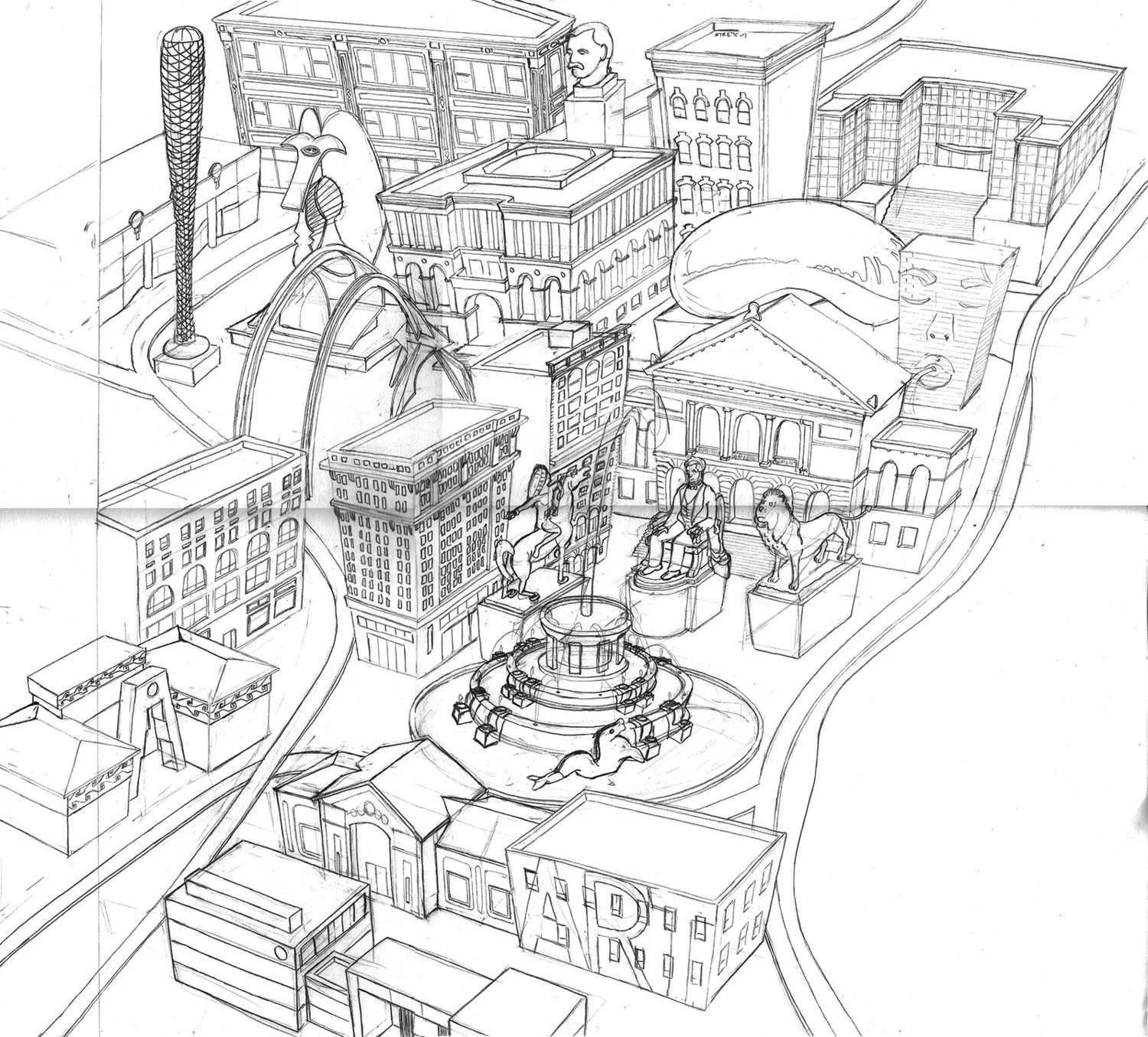 Chicago Art Museum Map — Joe Mills Illustration