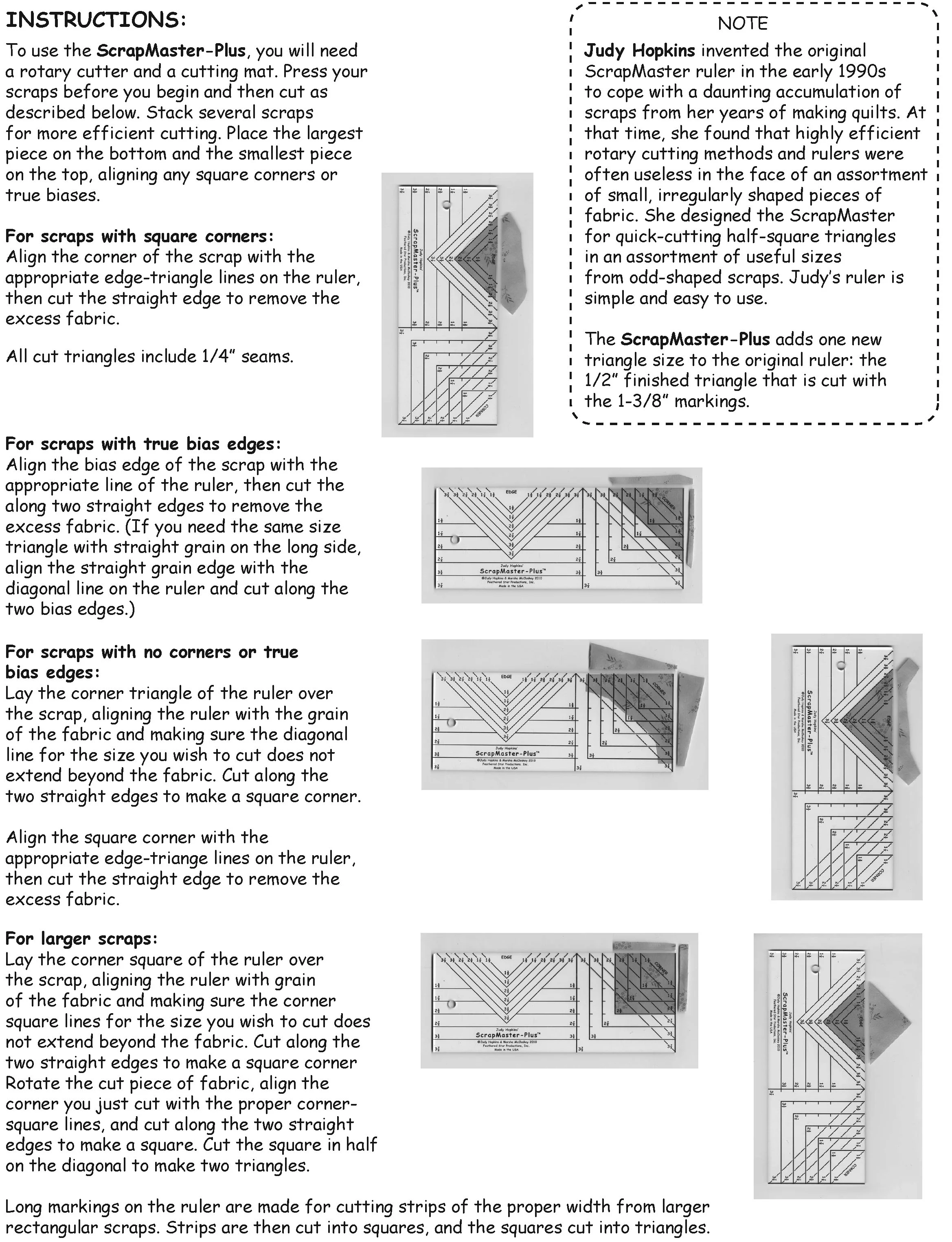 Judy Hopkins's ScrapMaster-Plus Ruler — Feathered Star Productions