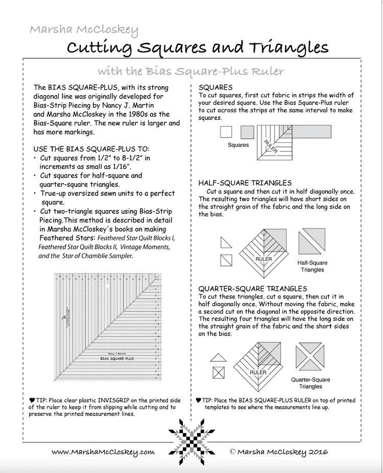 Bias Square-Plus Ruler — Feathered Star Productions