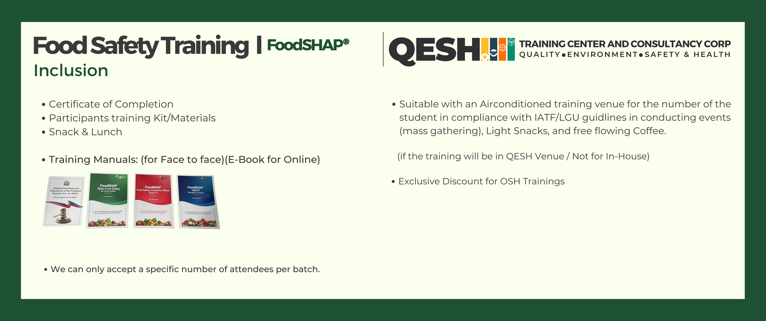 QESH Training Center - Be a trained Safety Officer in the Philippines