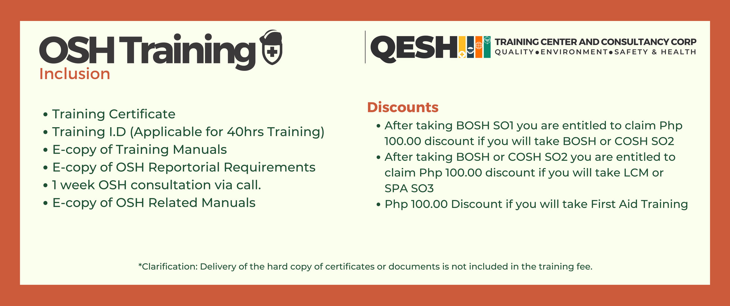 QESH Training Center - Be a trained Safety Officer in the Philippines