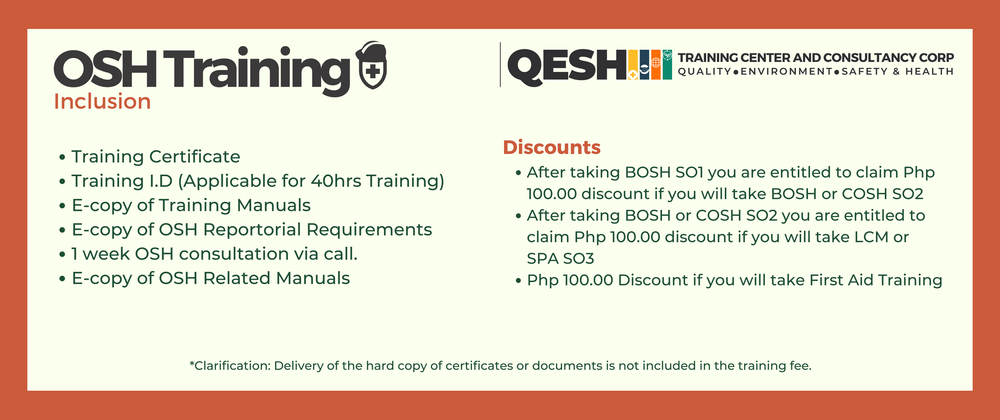 QESH Training Center - Be a trained Safety Officer in the Philippines