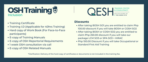 QESH Training Center - Be a trained Safety Officer in the Philippines